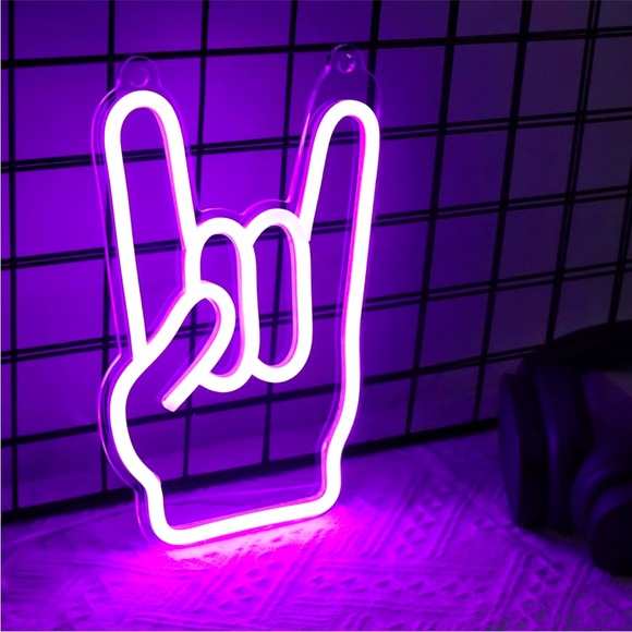 Urban Outfitters | Wall Decor | Retro Purple Rock On Hand Sign Gesture ...